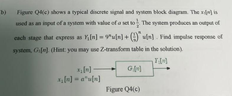 Solved b) Figure Q4(c) shows a typical discrete signal and | Chegg.com