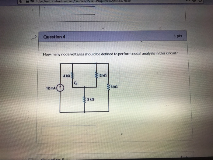 Solved Question 3 1 pts How many node voltages should be | Chegg.com