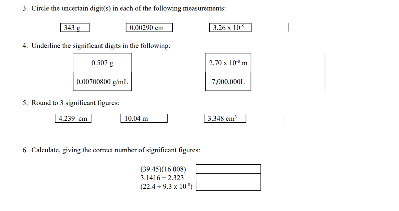 Solved Circle the uncertain digit(s) ﻿in each of the | Chegg.com
