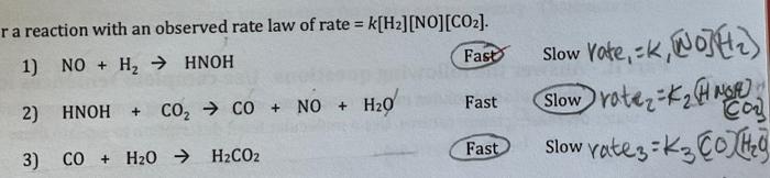 Solved ra reaction with an observed rate law of rate = | Chegg.com