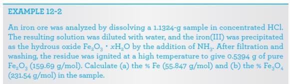 Solved Example 12 2 An Iron Ore Was Analyzed By Dissolving A