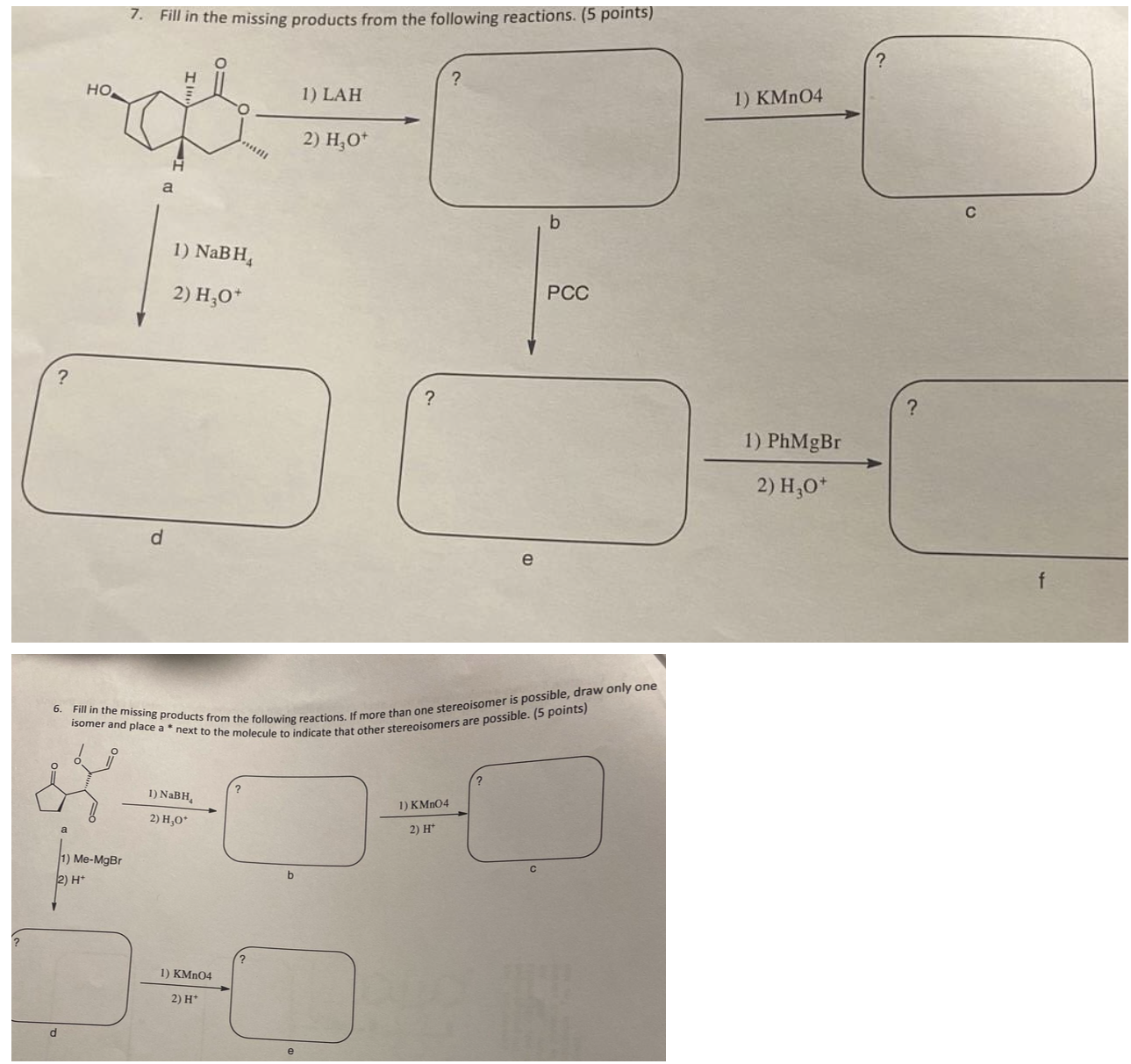 Solved 1. ﻿Fill in the missing products from the following | Chegg.com