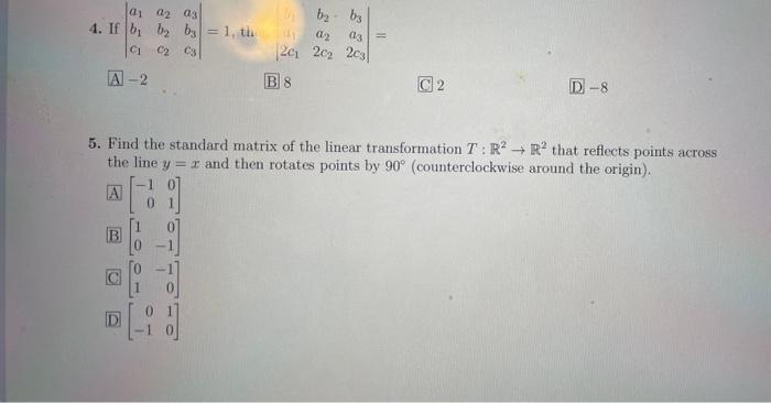 Solved A −2 8 2 D ]−8 5. Find the standard matrix of the | Chegg.com