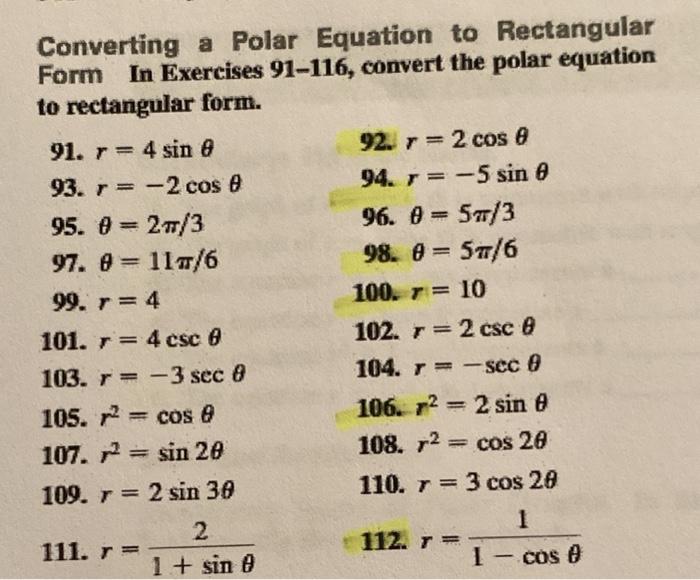 Solved Converting a Polar Equation to Rectangular Form In | Chegg.com
