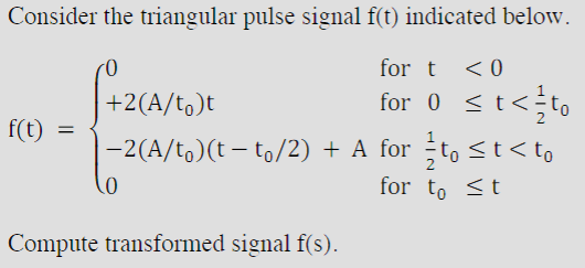 Solved Consider the triangular pulse signal f(t) ﻿indicated | Chegg.com
