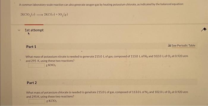 Solved A common laboratory-scale reaction can also generate | Chegg.com