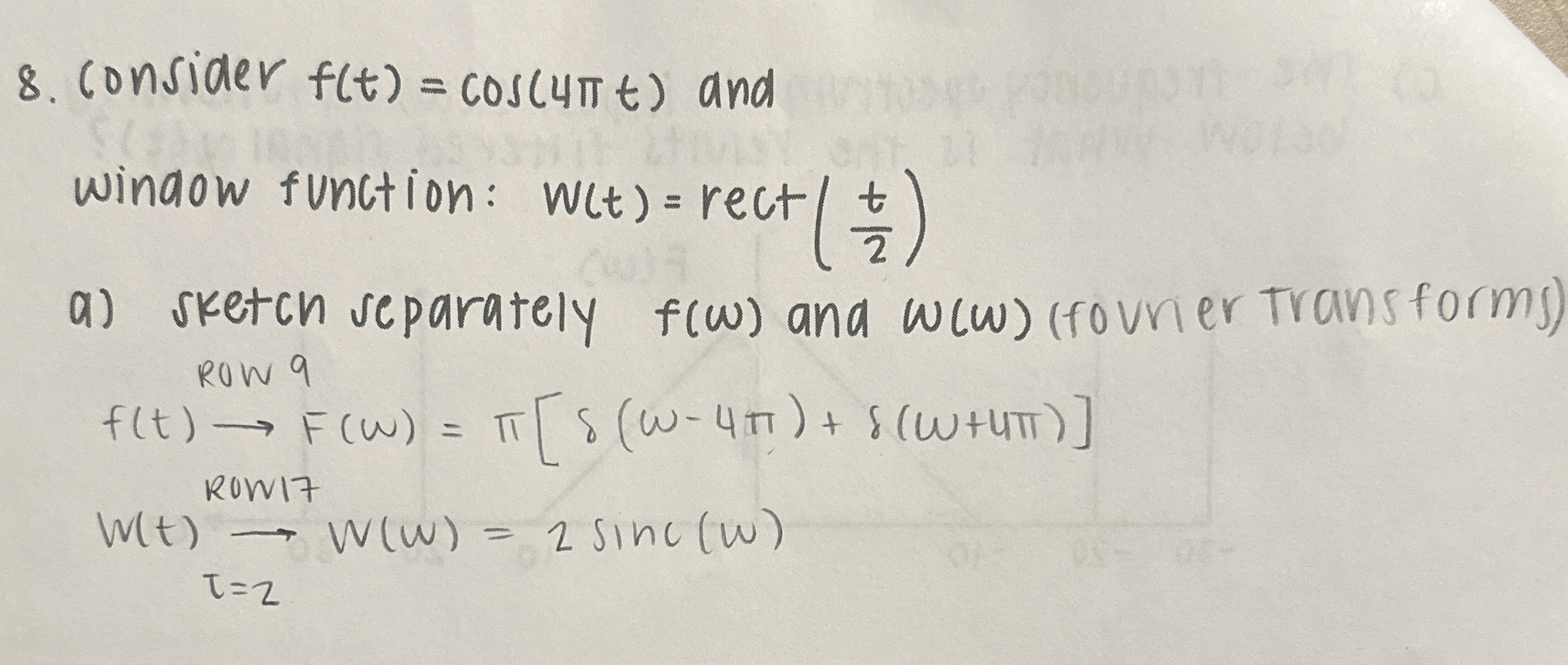 Solved consider f(t)=cos(4πt) ﻿and window function: | Chegg.com