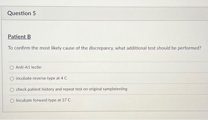 Solved Patient B Where is the discrepancy? The ABO | Chegg.com