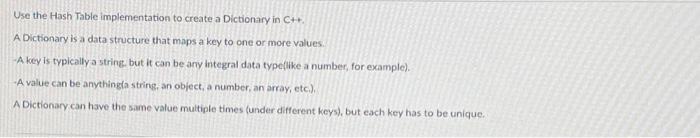 Solved Use the Hash Table implementation to create a | Chegg.com