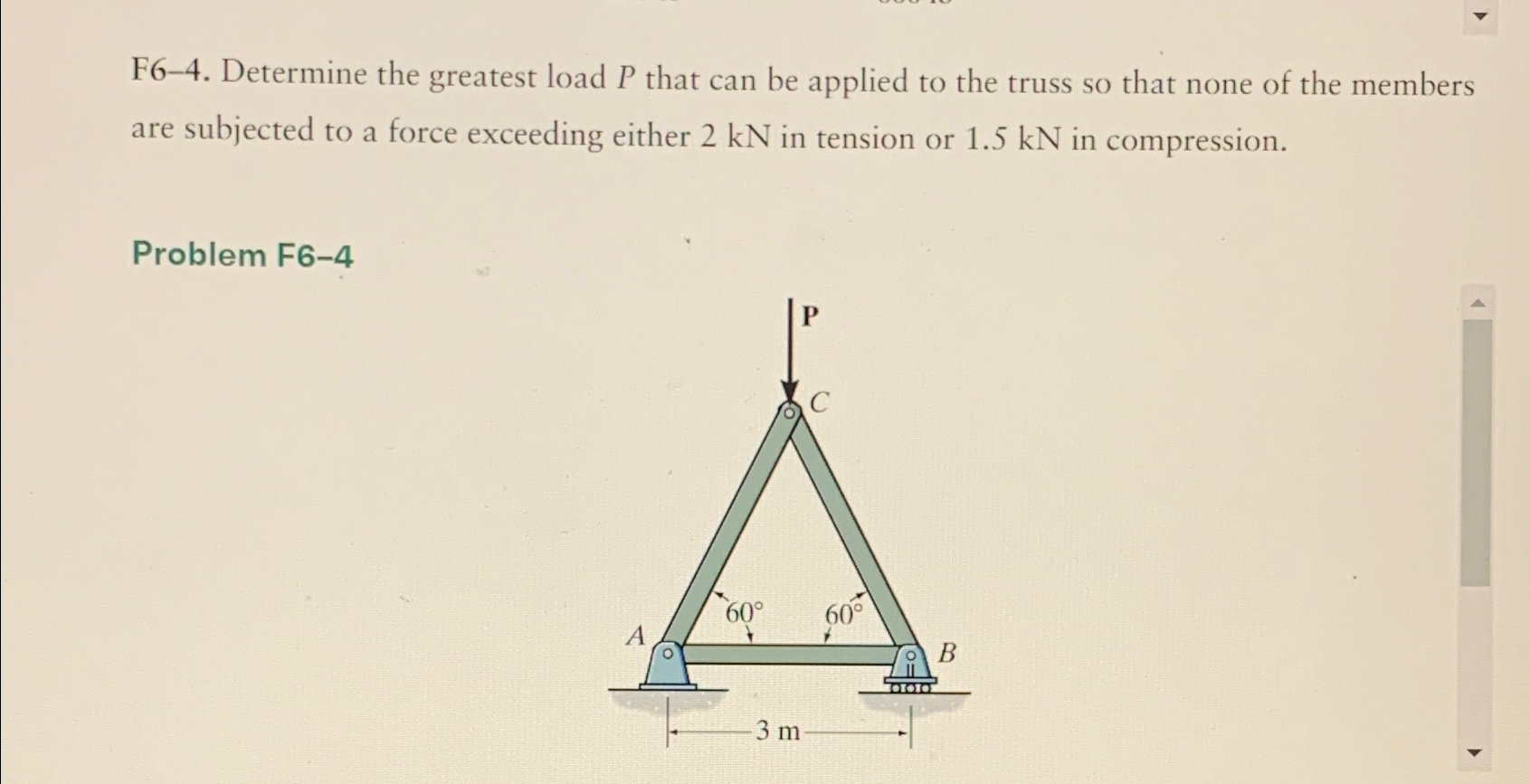 Solved F6 4 ﻿determine The Greatest Load P ﻿that Can Be