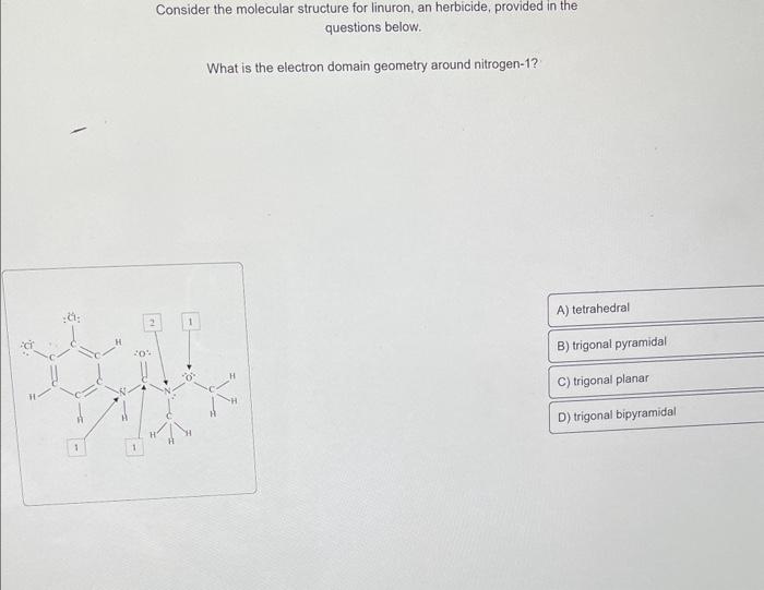 Solved Consider the molecular structure for linuron, an | Chegg.com