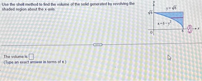 Solved Use the shell method to find the volume of the solid | Chegg.com