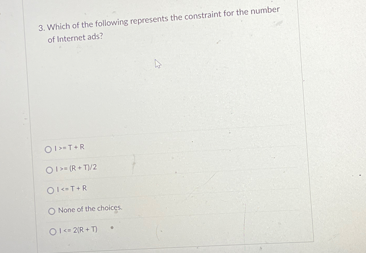 Solved Which of the following represents the constraint for | Chegg.com