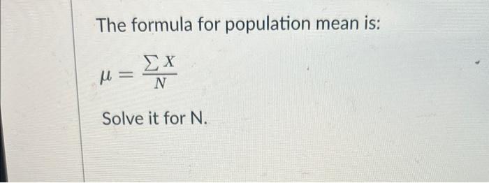 Population Mean Formula