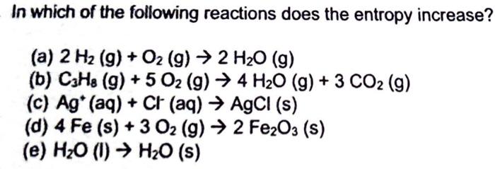 Solved In which of the following reactions does the entropy | Chegg.com