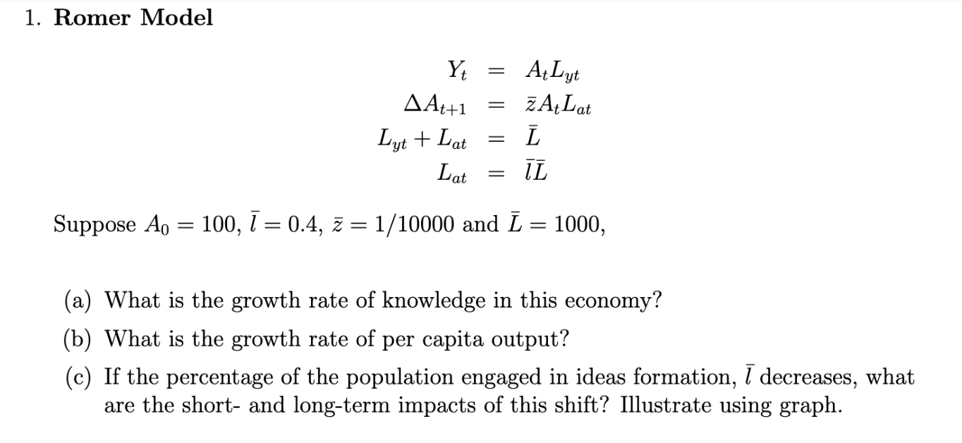 Solved Romer Model Econ Questionneed Help ﻿use Picture 