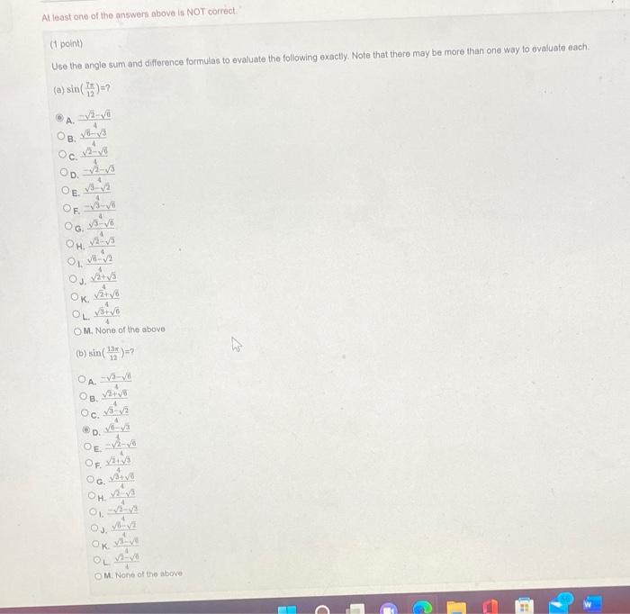 Solved At Least One Of The Answers Above Is Not Correct 1