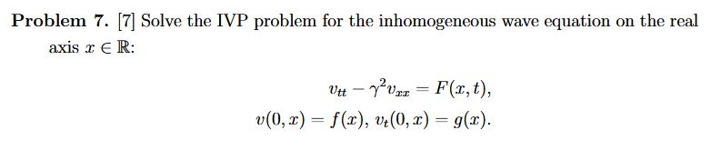 Solved Problem 7. [7] ﻿Solve the IVP problem for the | Chegg.com