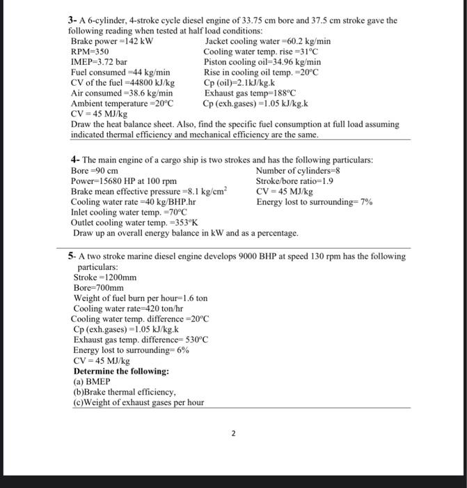 Solved Sheet (2) Diesel engine heat balance litres m 1. | Chegg.com