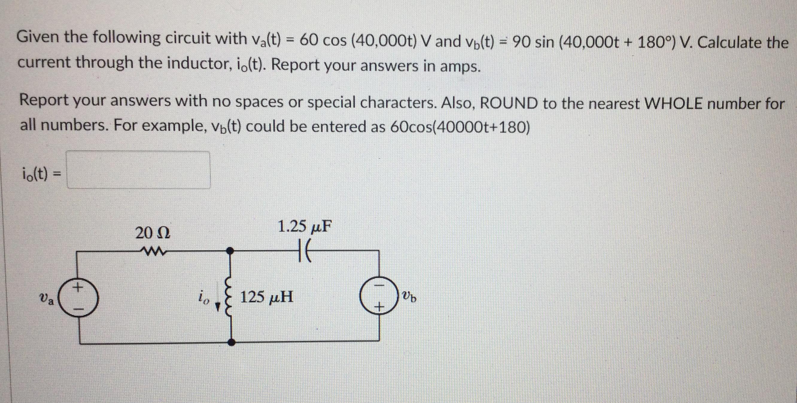 Solved Given the following circuit with | Chegg.com