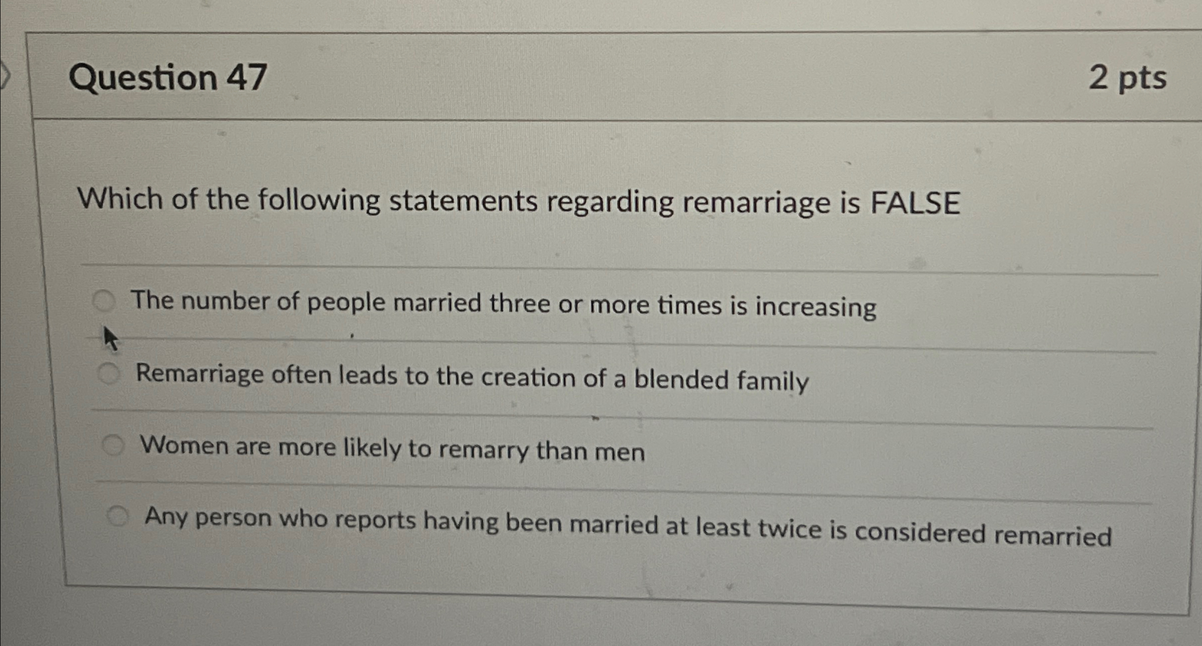 Solved Question 472 ﻿ptsWhich of the following statements | Chegg.com