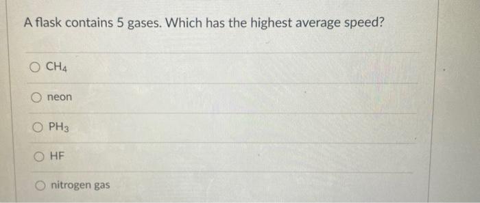 Solved A flask contains 5 gases. Which has the highest | Chegg.com