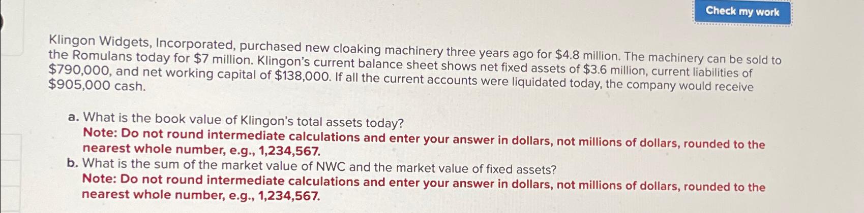 Solved Klingon Widgets, Incorporated, purchased new cloaking | Chegg.com