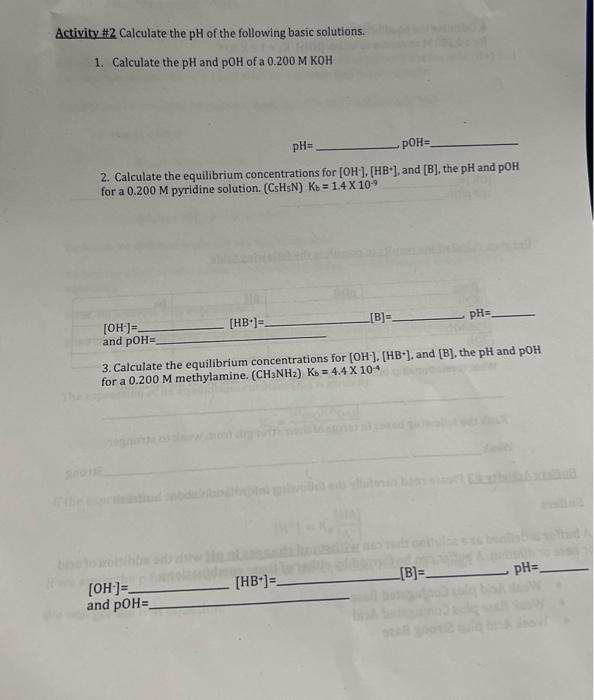 Solved Activity \\( \\$ 2 \\) Calculate the \\( \\mathrm{pH} | Chegg.com