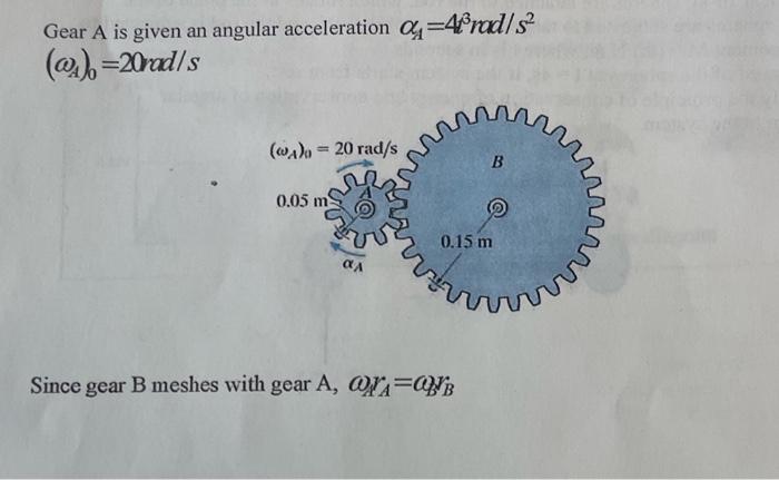 Solved Gear A is given an angular acceleration αA=4i3rad/s2 | Chegg.com