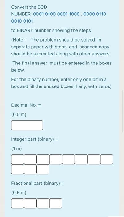 Solved Convert the BCD NUMBER 0001 0100 0001 1000.0000 0110 | Chegg.com