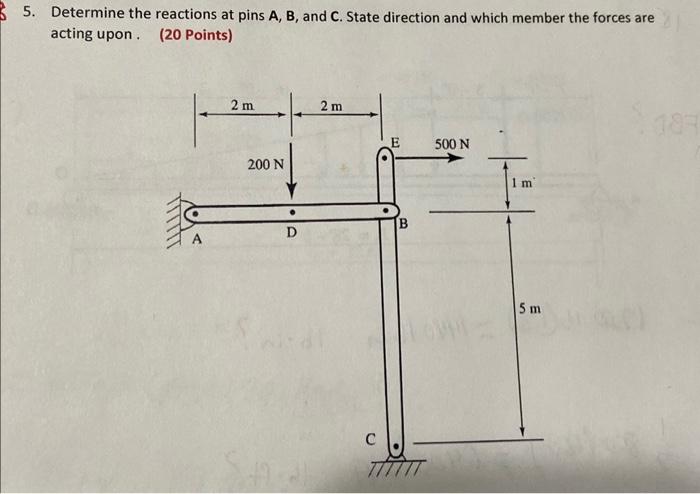 Solved Determine the reactions at pins A, B, and C. State | Chegg.com