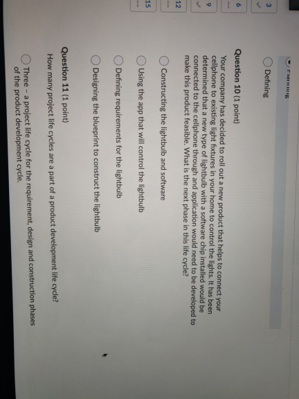 ro5 3 Defining 6 Question 10 (1 point) Your company | Chegg.com