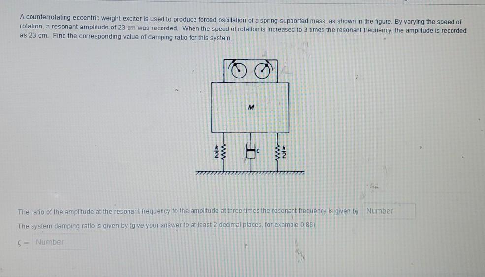 Solved A counterrotating eccentric weight exciter is used to | Chegg.com