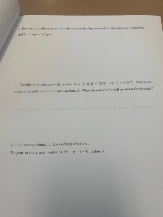 Solved 4. Use vector methods to prove that the lines joining | Chegg.com