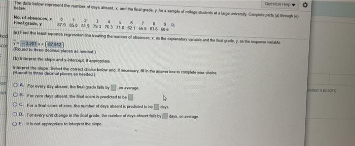 Solved interpret the slope. select the correct choice below | Chegg.com Solved interpret the slope. select the correct choice below | Chegg.com