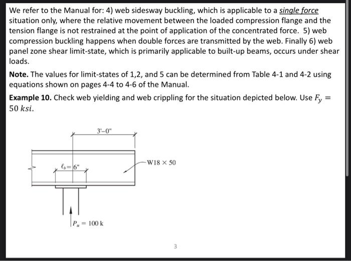 Solved We refer to the Manual for: 4) web sidesway buckling, | Chegg.com