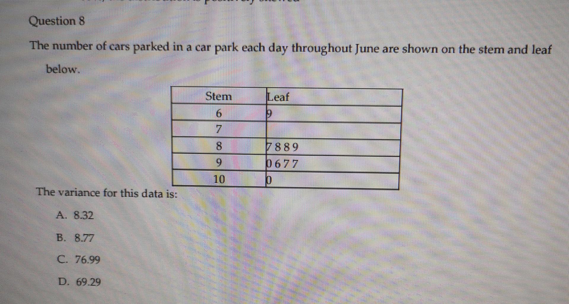 Solved The number of cars parked in a car park each day | Chegg.com