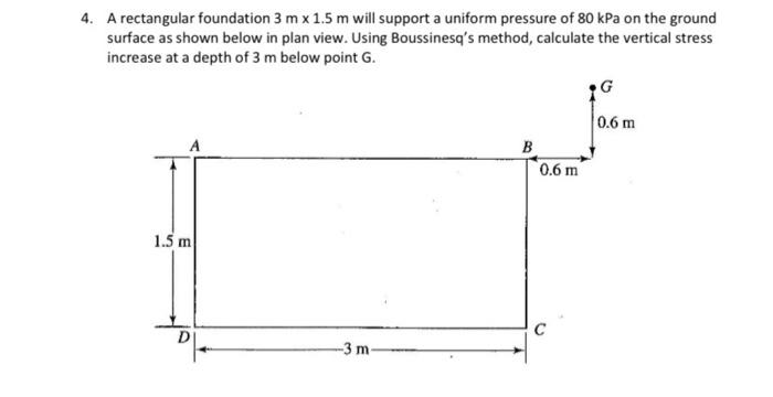 Solved 4. A rectangular foundation 3 mx1.5 m will support a | Chegg.com