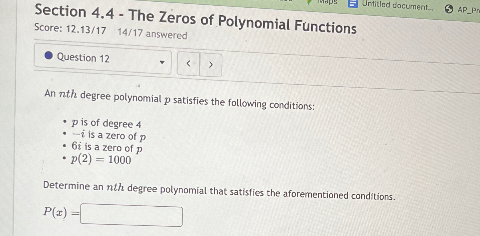 Solved Section 4.4 - ﻿The Zeros of Polynomial | Chegg.com
