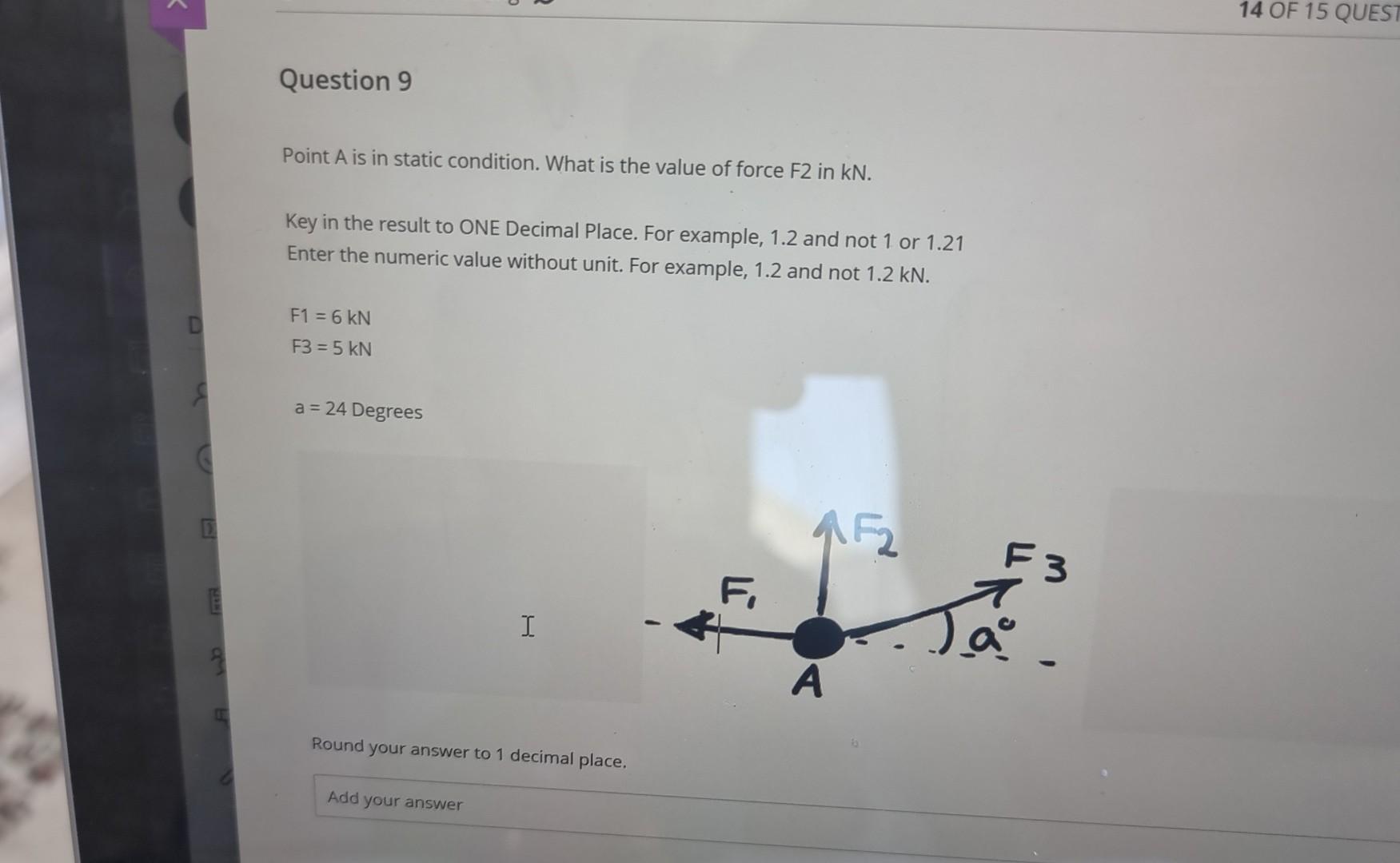 Solved Point A is in static condition. What is the value of | Chegg.com