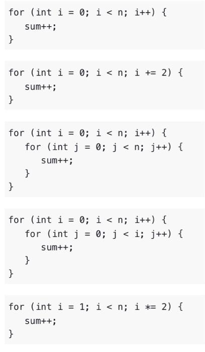 Solved (10 points) For each of the following four code | Chegg.com