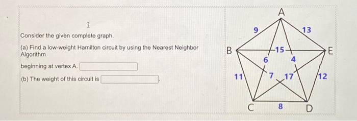 Solved Consider the given complete graph. (a) Find a | Chegg.com