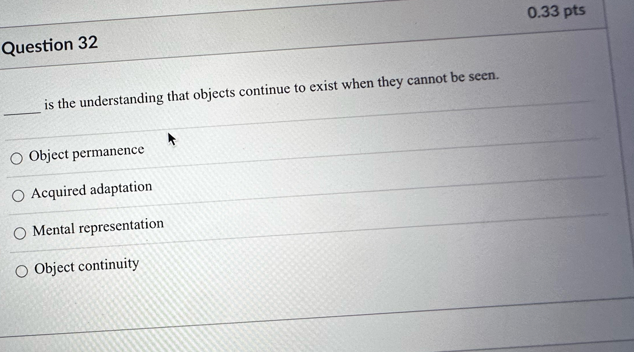 Solved 0.33 ﻿pts Question 32 ﻿is the understanding that | Chegg.com