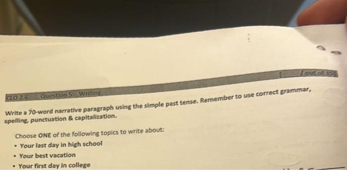 Solved cio2.6 Question 5i Writiog Write a 70-word narrative | Chegg.com