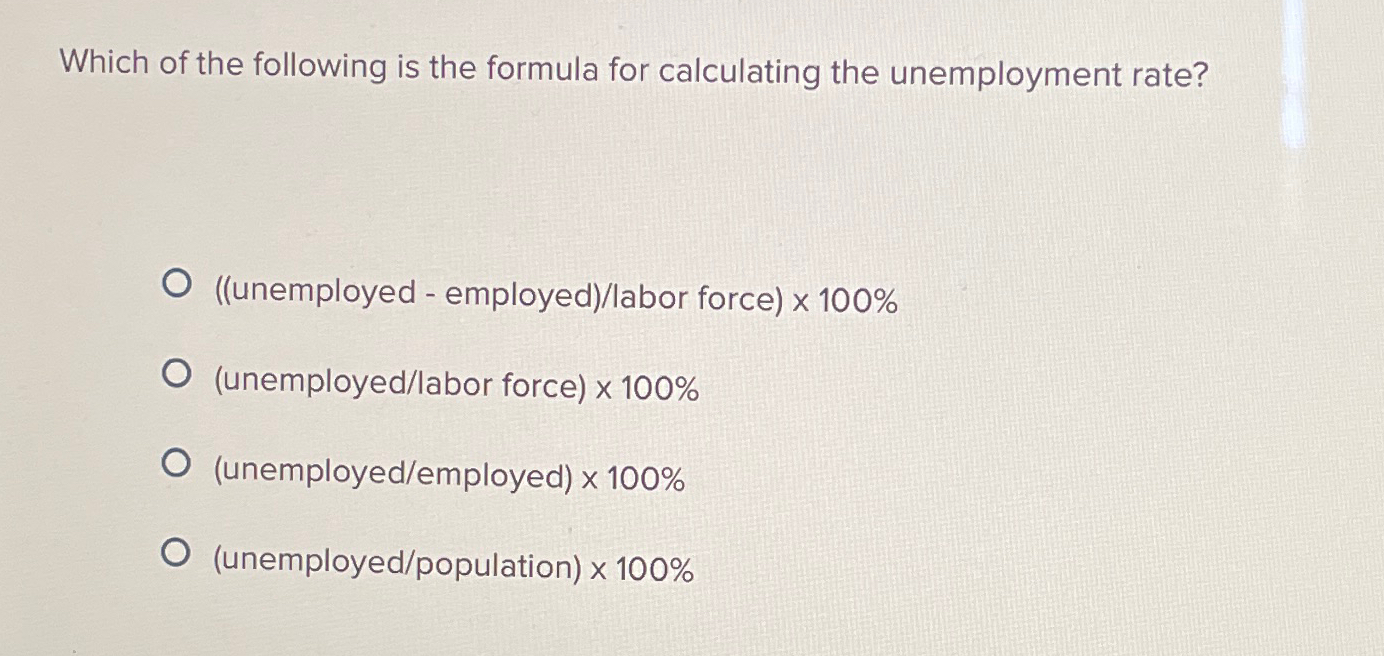 Solved Which of the following is the formula for calculating | Chegg.com