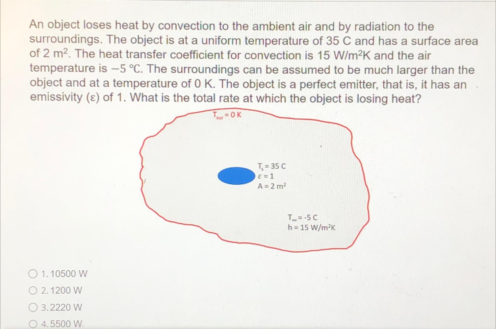 Solved An object loses heat by convection to the ambient air | Chegg.com