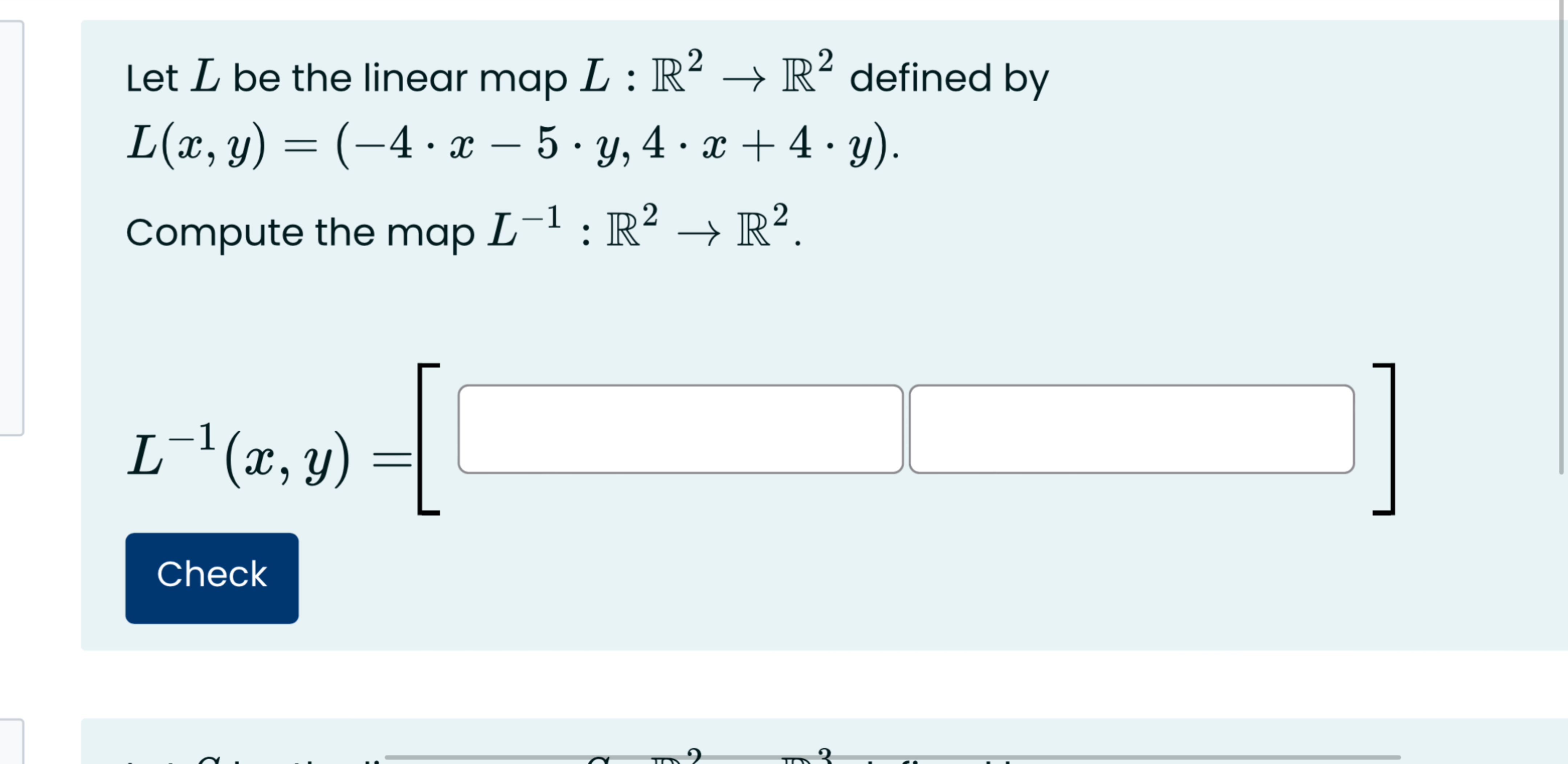 Solved Let L ﻿be the linear map L:R2→R2 ﻿defined | Chegg.com