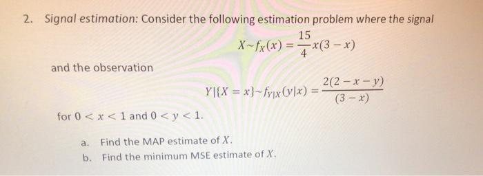 Solved 2. Signal estimation: Consider the following | Chegg.com