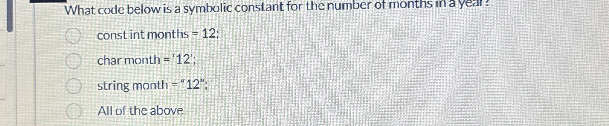 Solved What Code Below Is A Symbolic Constant For The Number