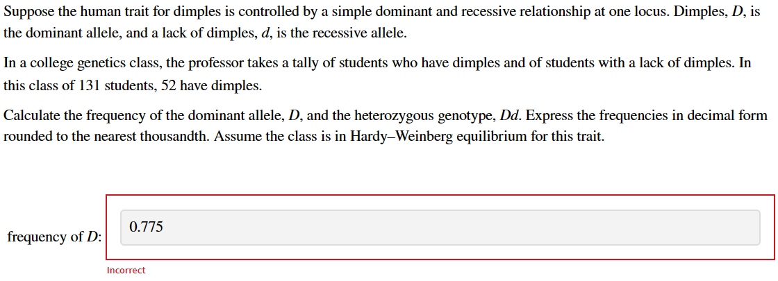 Solved Suppose the human trait for dimples is controlled by | Chegg.com